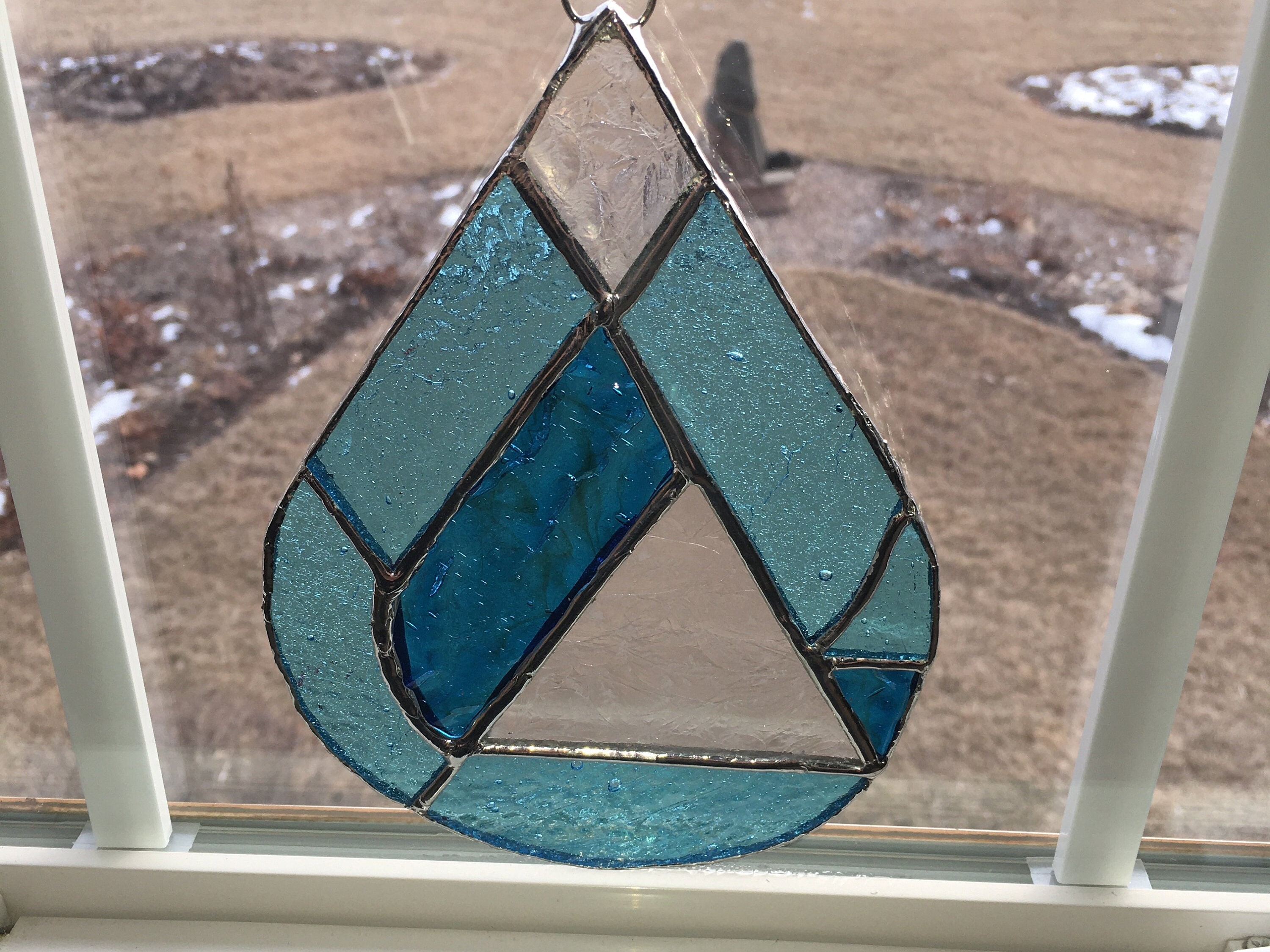 Stained Glass Raindrop Waterdrop Teardrop 7 X 5 Blue and Clear ...