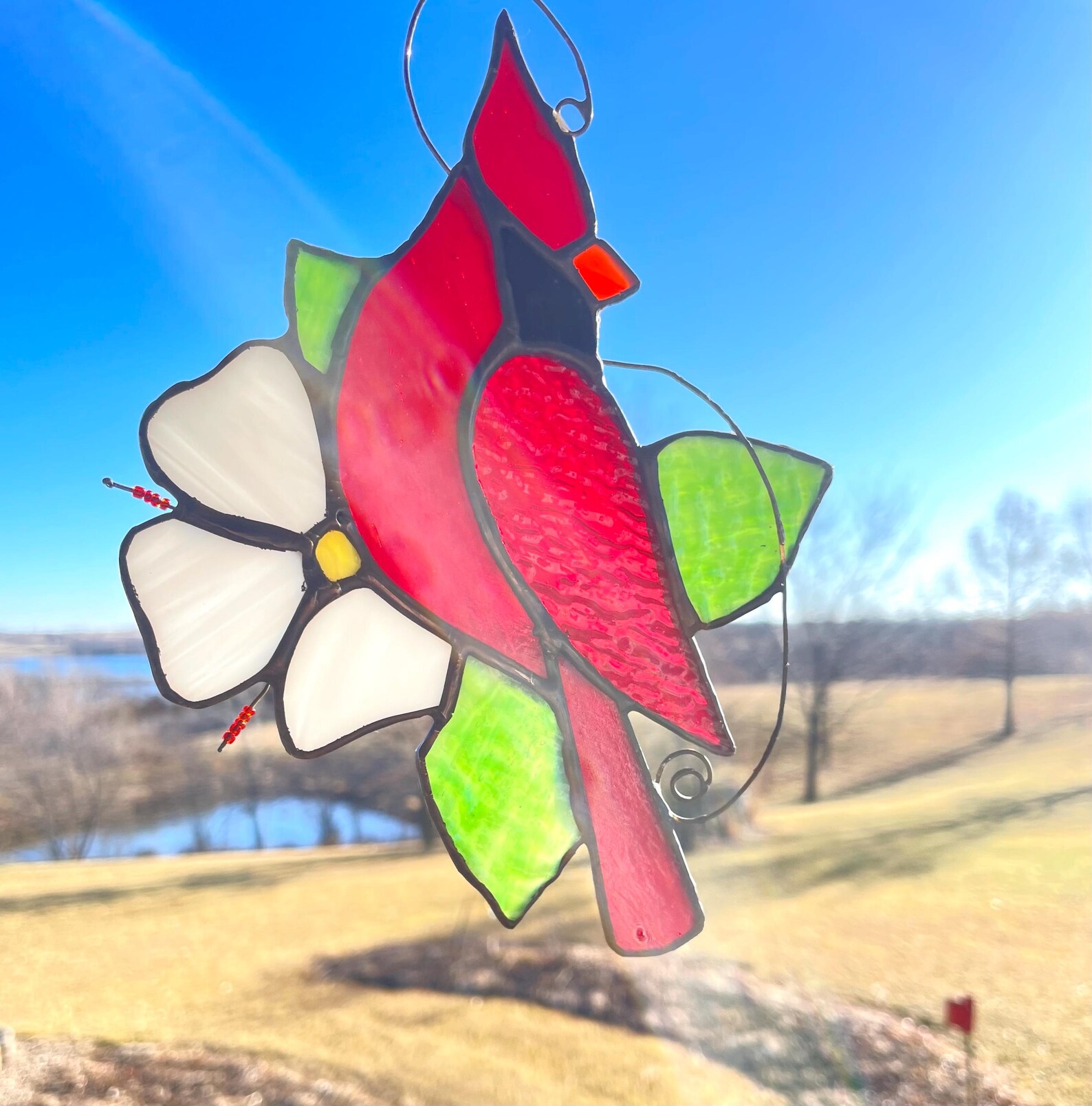 Stained Glass Cardinal & Dogwood Bloom 7.5" X 5.5" - Etsy