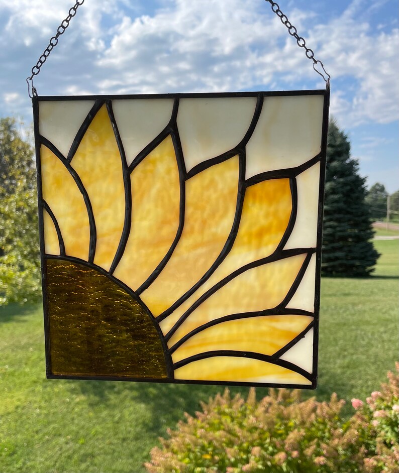 Sunflower Stained Glass Sunflower Flower Panel Stained Glass Flower