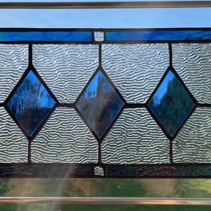 Art Deco, Blue Glass, Stained Glass Panel, Window Panel, Mission, Home ...