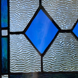 Art Deco, Blue Glass, Stained Glass Panel, Window Panel, Mission, Home ...
