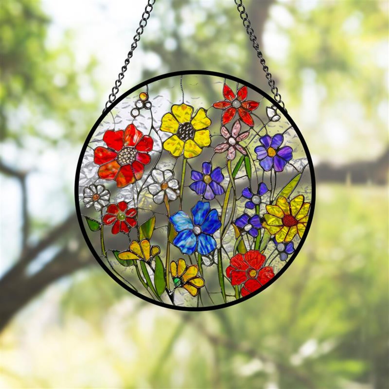 Floral Stained Glass Suncatcher, Colorful Window Decor - Etsy