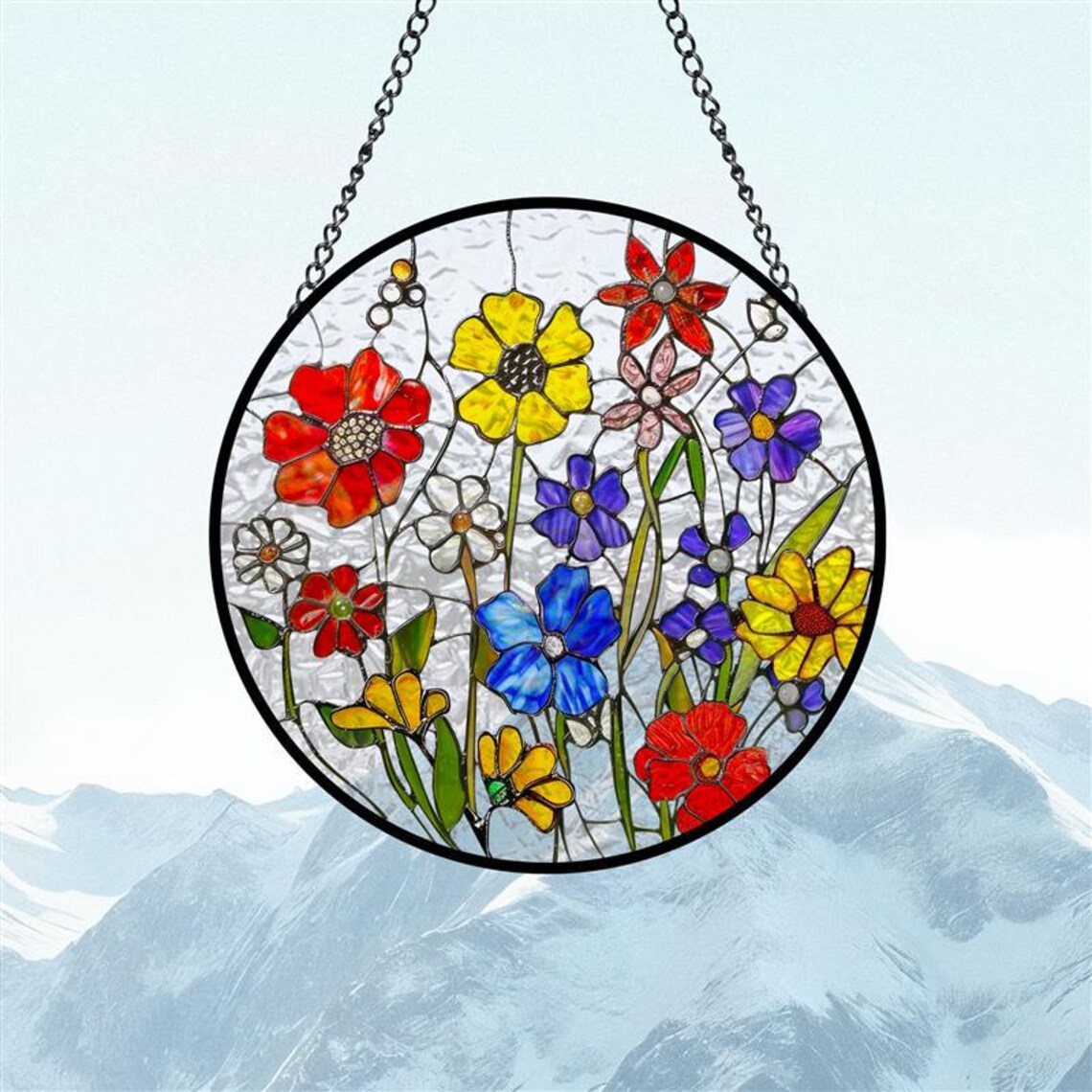 Floral Stained Glass Suncatcher, Colorful Window Decor - Etsy