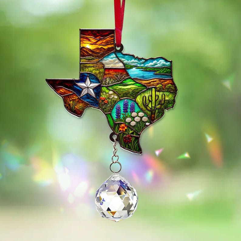 Texas Suncatcher Hanging, Bluebonnet Window Hanging, Texas Crystal Home ...