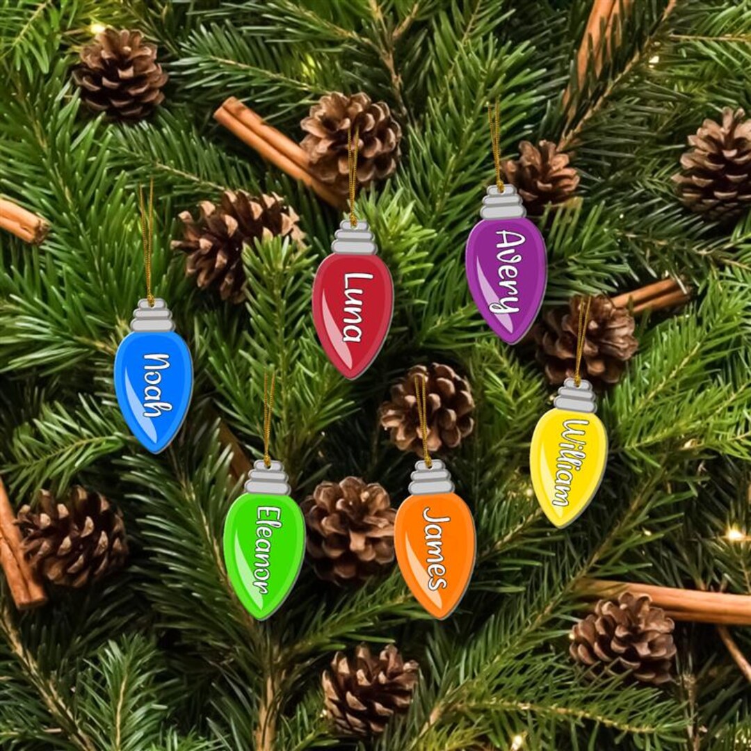 Custom Acrylic Ornament, Christmas Lights Name Tags, Acrylic Name Tags ...