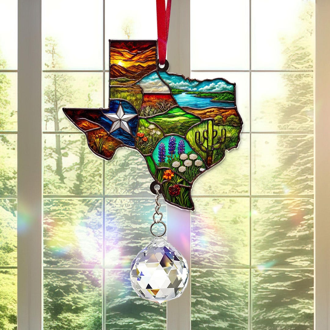 Texas Suncatcher Hanging, Bluebonnet Window Hanging, Texas Crystal Home ...
