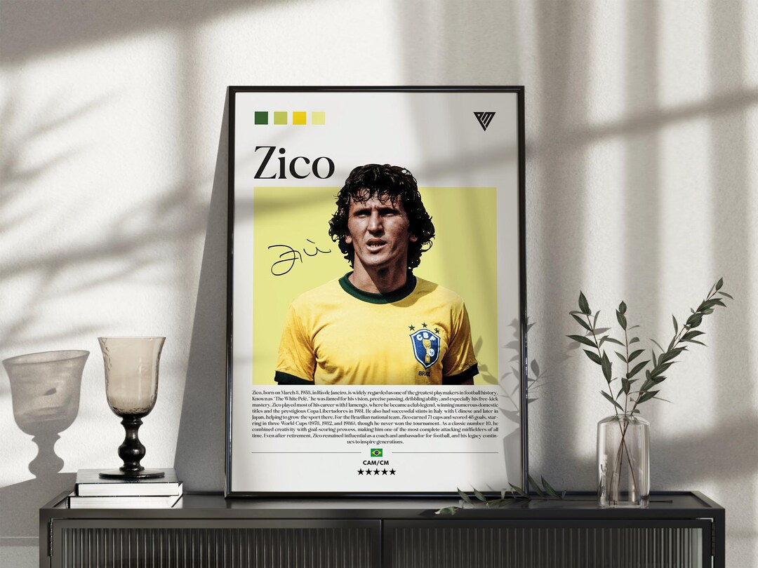 Zico Brazil Wall Poster – Digital Download | Brazilian Playmaker Art ...