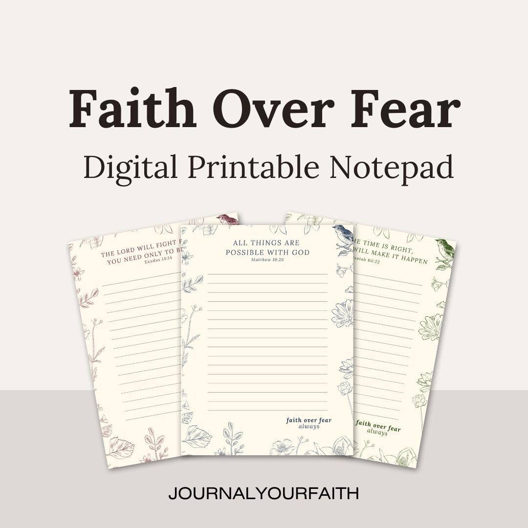 Faith Over Fear Vintage Floral Notepad Digital Printable PDF PNG - Etsy