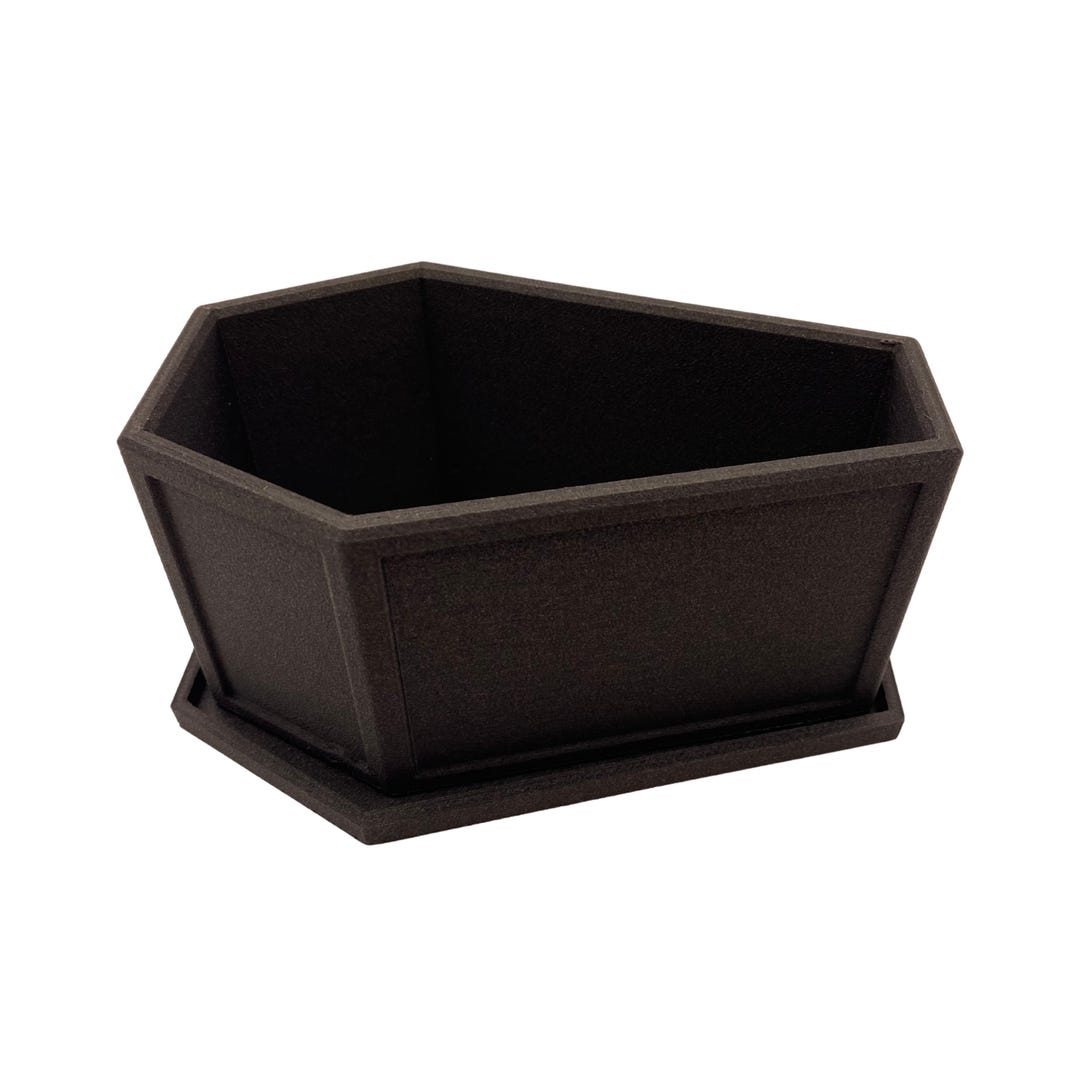 Frosted Black Coffin Planter With Tray, Succulent Pot With Drainage, 6 ...