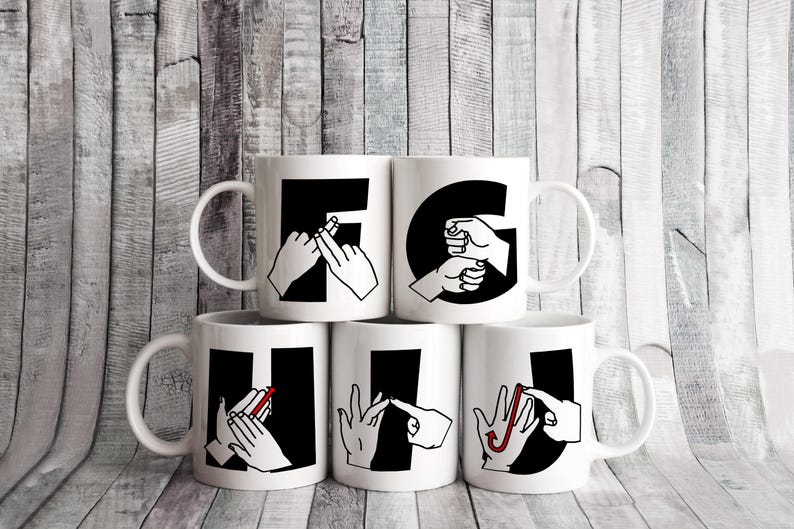 BSL Alphabet Mug: Sign Language Initials, White Ceramic, 11oz - Etsy