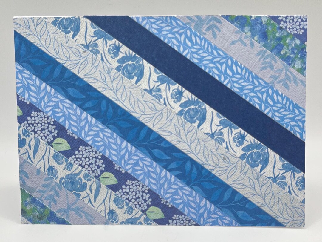 Set of 4 Handmade Blue Bifold Cards | Blank | All Occasion Cards - Etsy