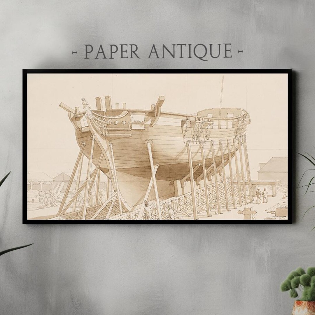 Vintage Naval Shipyard Technical Drawing Maritime Ship Construction ...