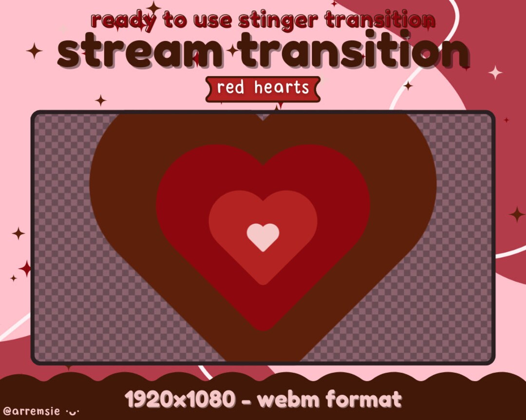 Red Heart Animated Stinger Transition | Twitch Stream Overlay Screens ...