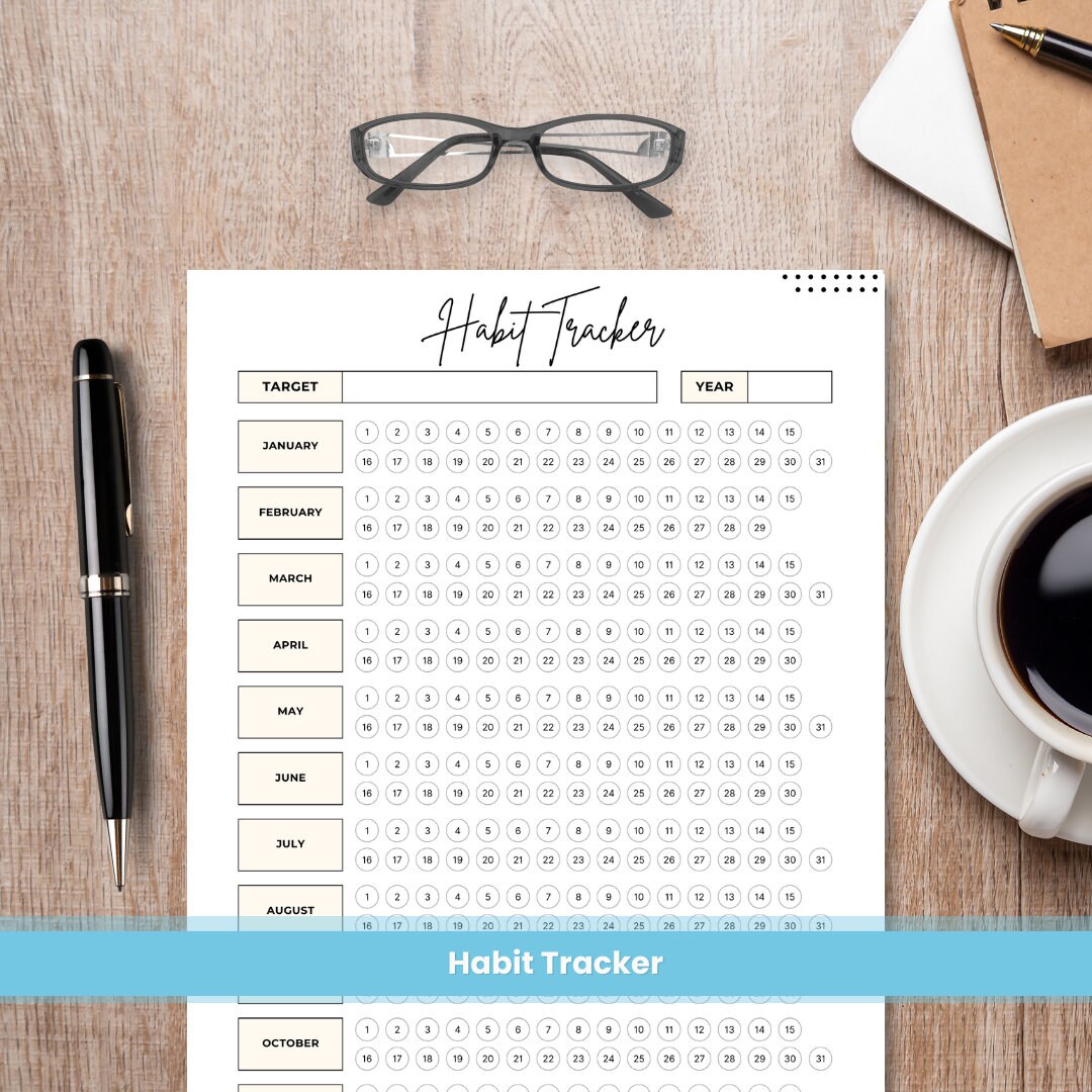 Modern White Habit Tracker Checklist Planner, Goal Tracker, Daily ...