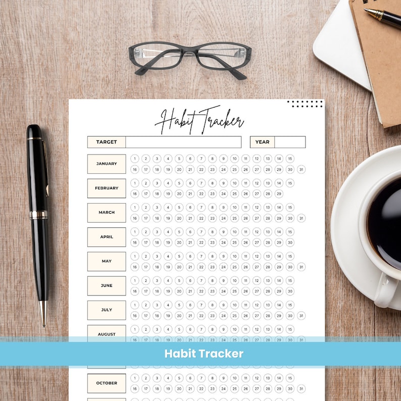 Modern White Habit Tracker Checklist Planner, Goal Tracker, Daily ...