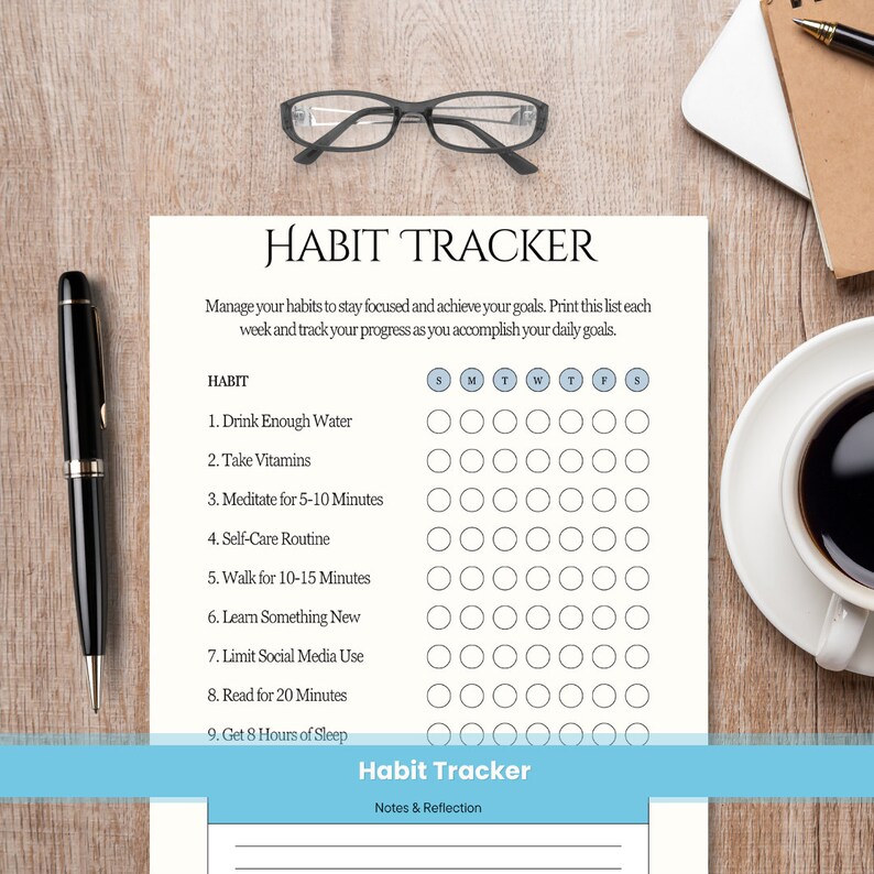 Minimalist Habit Tracker Printable, Goal Tracker Sheet, Daily Habit ...