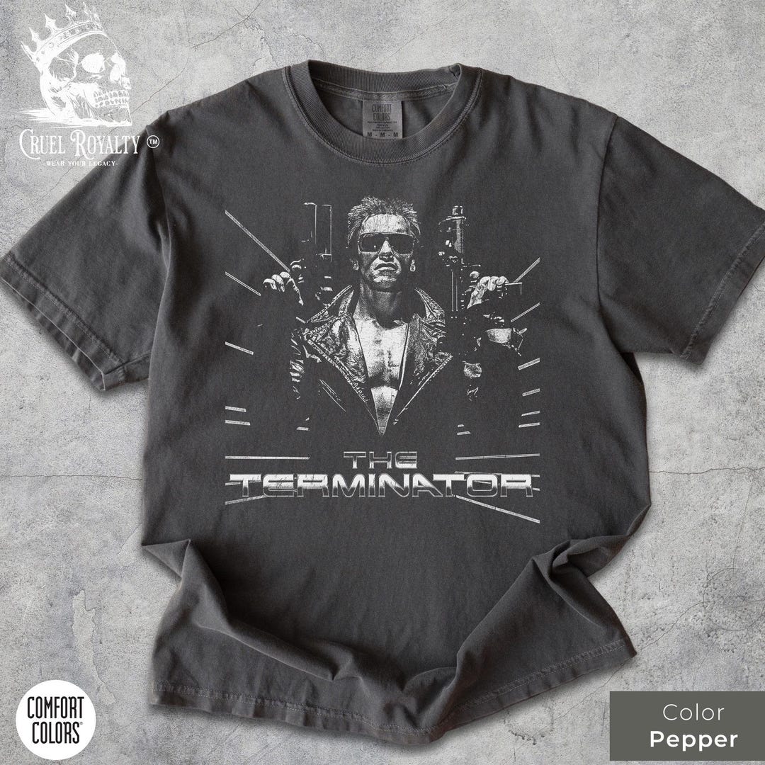 Vintage Terminator Shirt Arnold Schwarzenegger Tee, Sci-fi Action Shirt ...