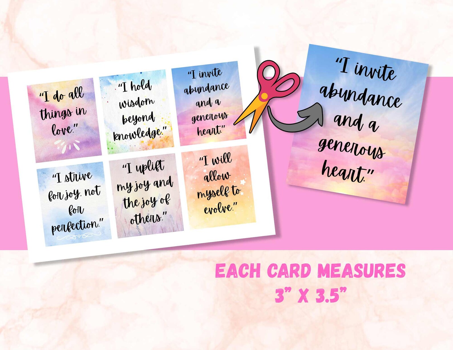 60 Printable Affirmation Cards for Women: Daily Motivation, Positivity ...