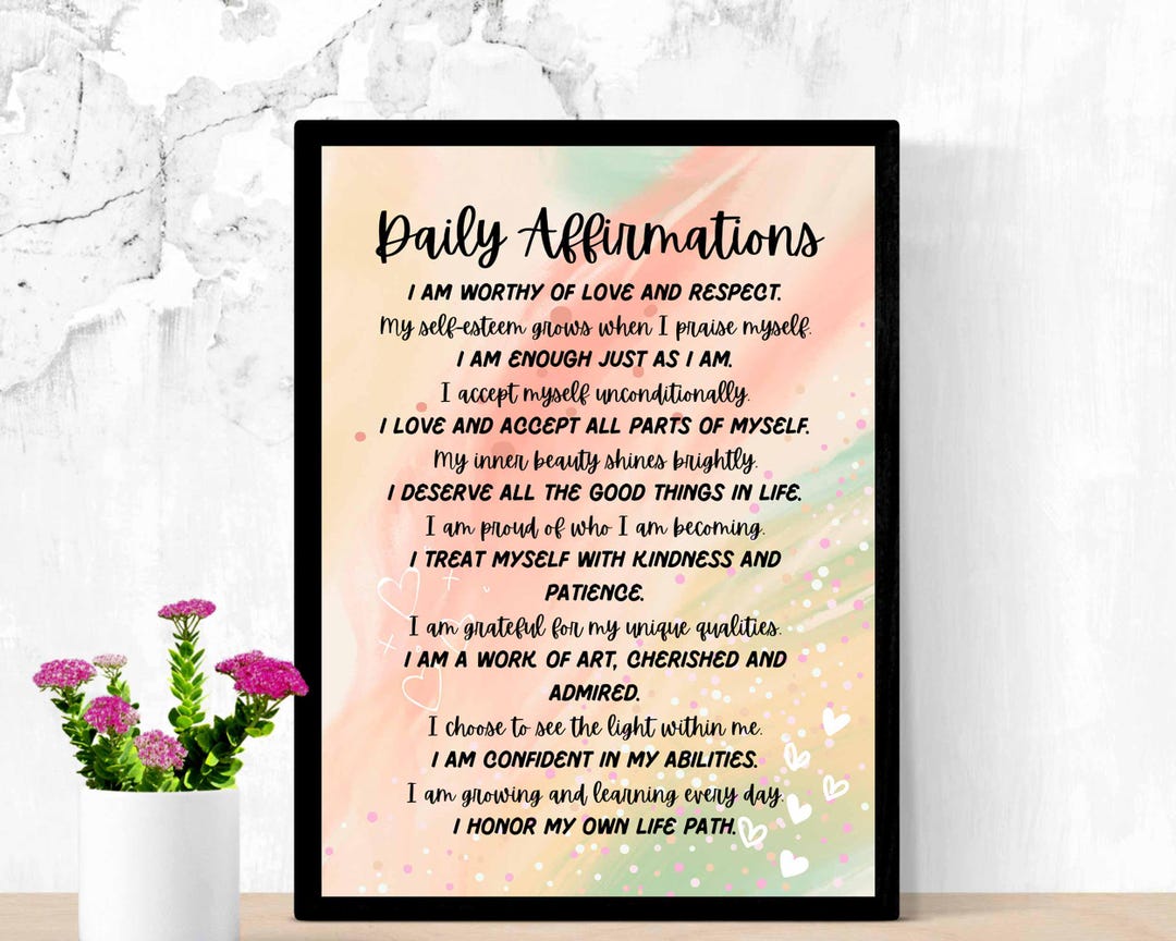 Daily Affirmations Poster, Positive Affirmations Print, Mental Health ...