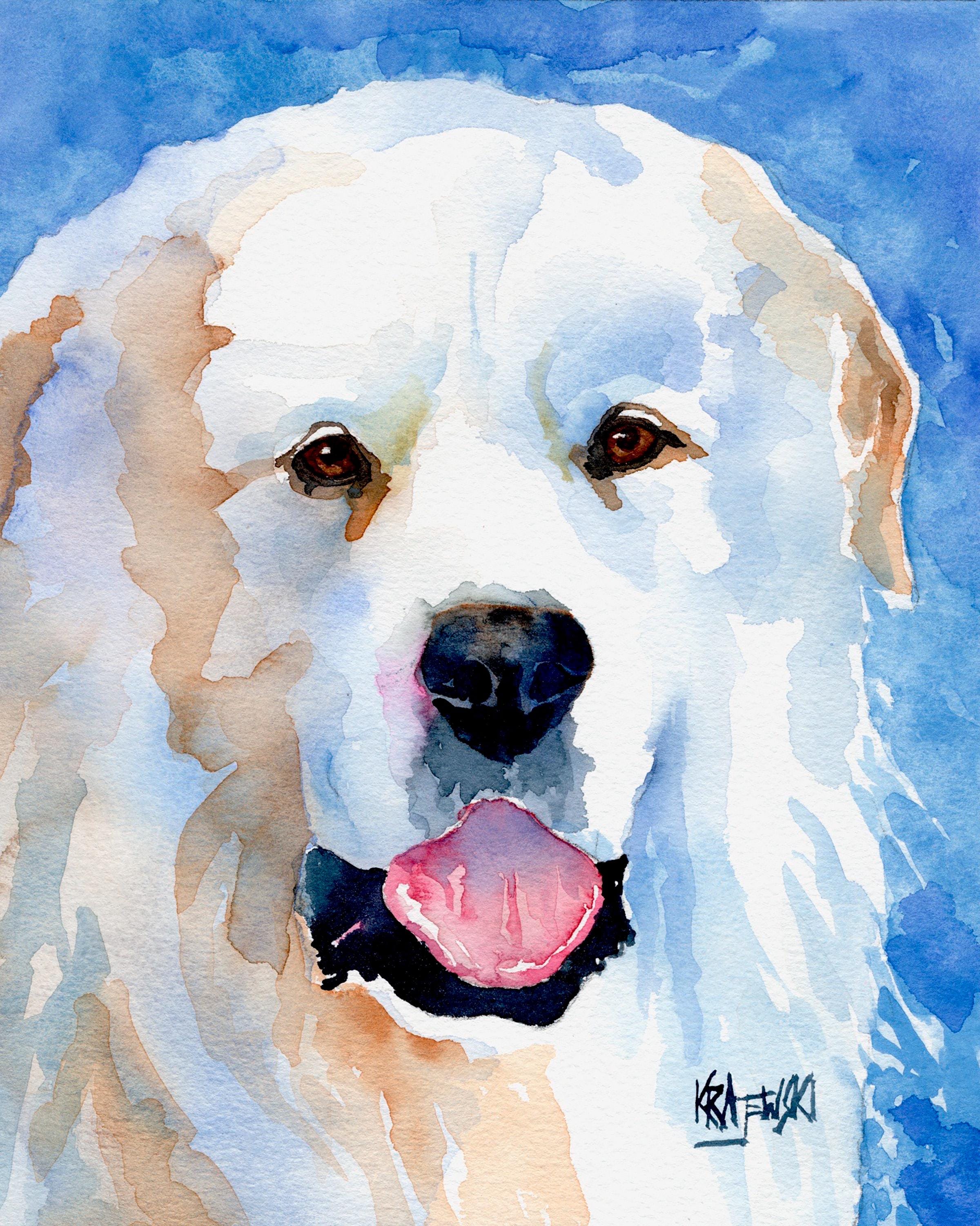 Great Pyrenees High Resolution Print of Original Fine Art Watercolor by ...