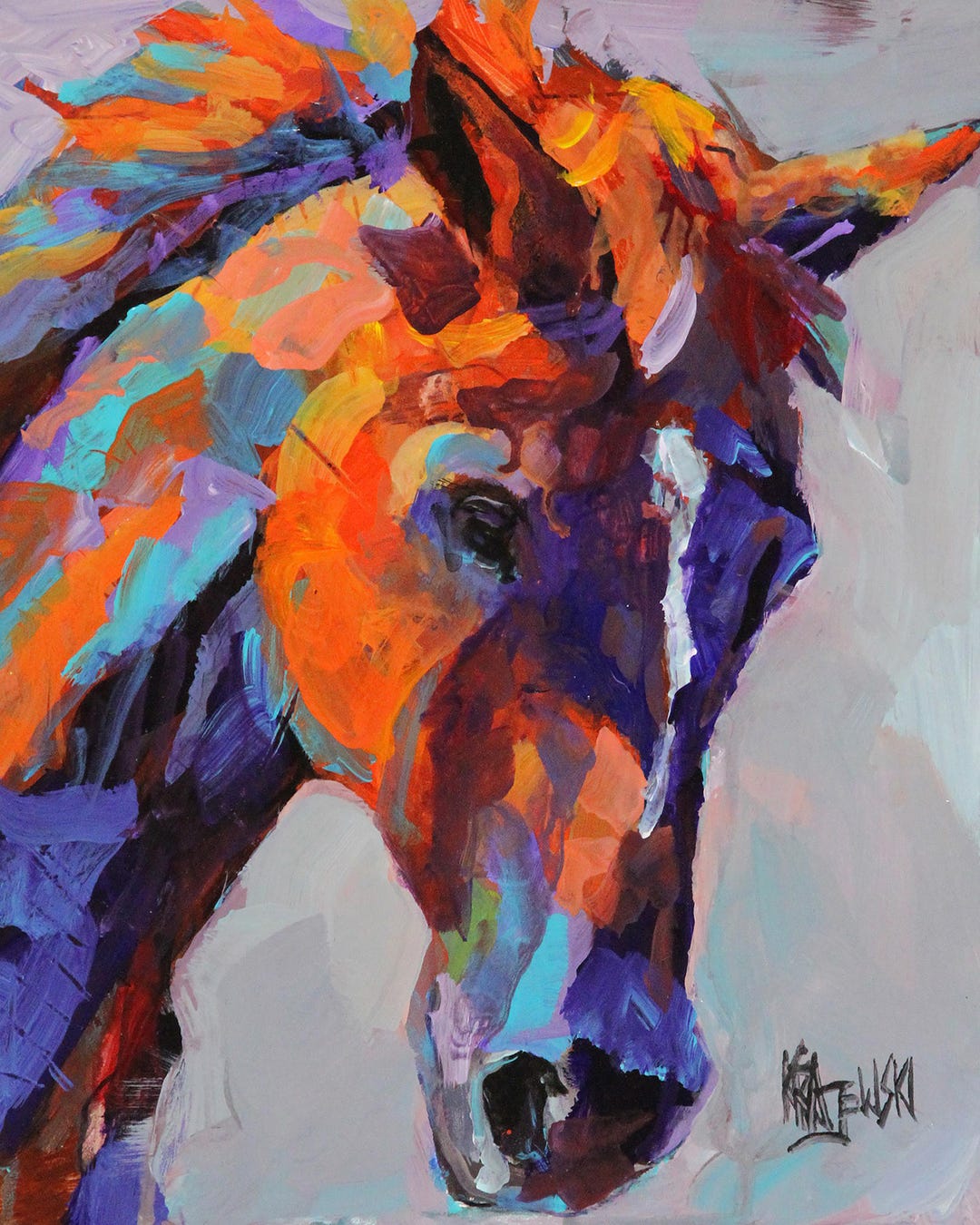 High Resolution Chestnut Horse Print of Original Fine Art Watercolor by ...