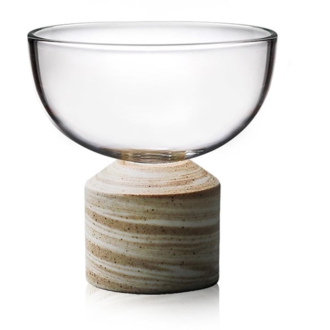 Sake Wine Cup Made With Ceramic and Glass, Spiral Pattern, Handthrown ...