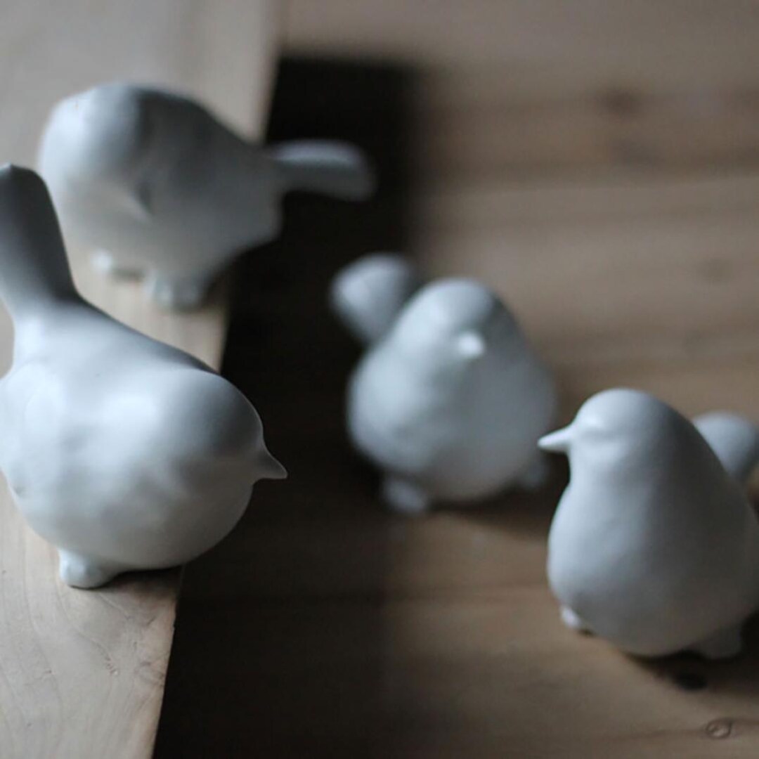 White Birdy - Porcelain Figurines Set of Four - Etsy