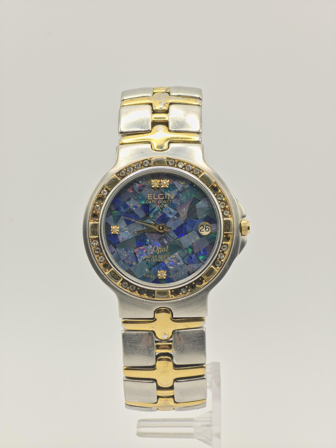 Elgin FK535-A Opal Dial Ladies Watch – Two-tone Steel – Diamond Accent ...