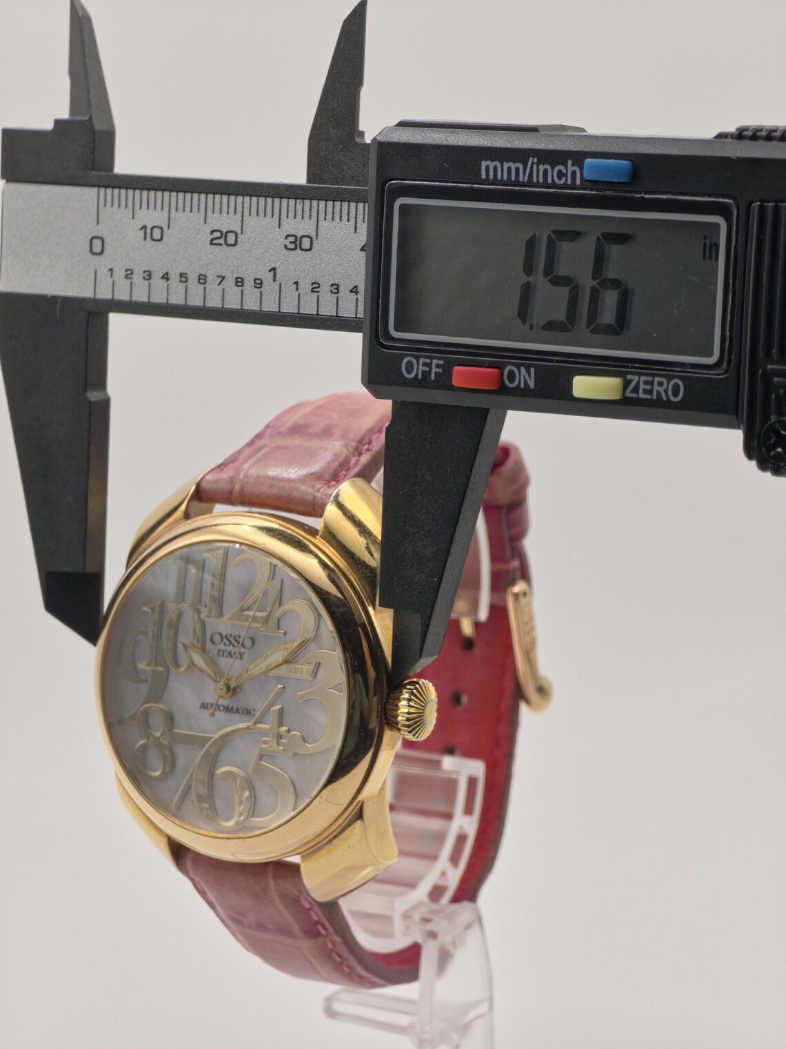 OSSO ITALY Automatic Mens Watch – Gold Case, Pink Leather Strap, Box ...