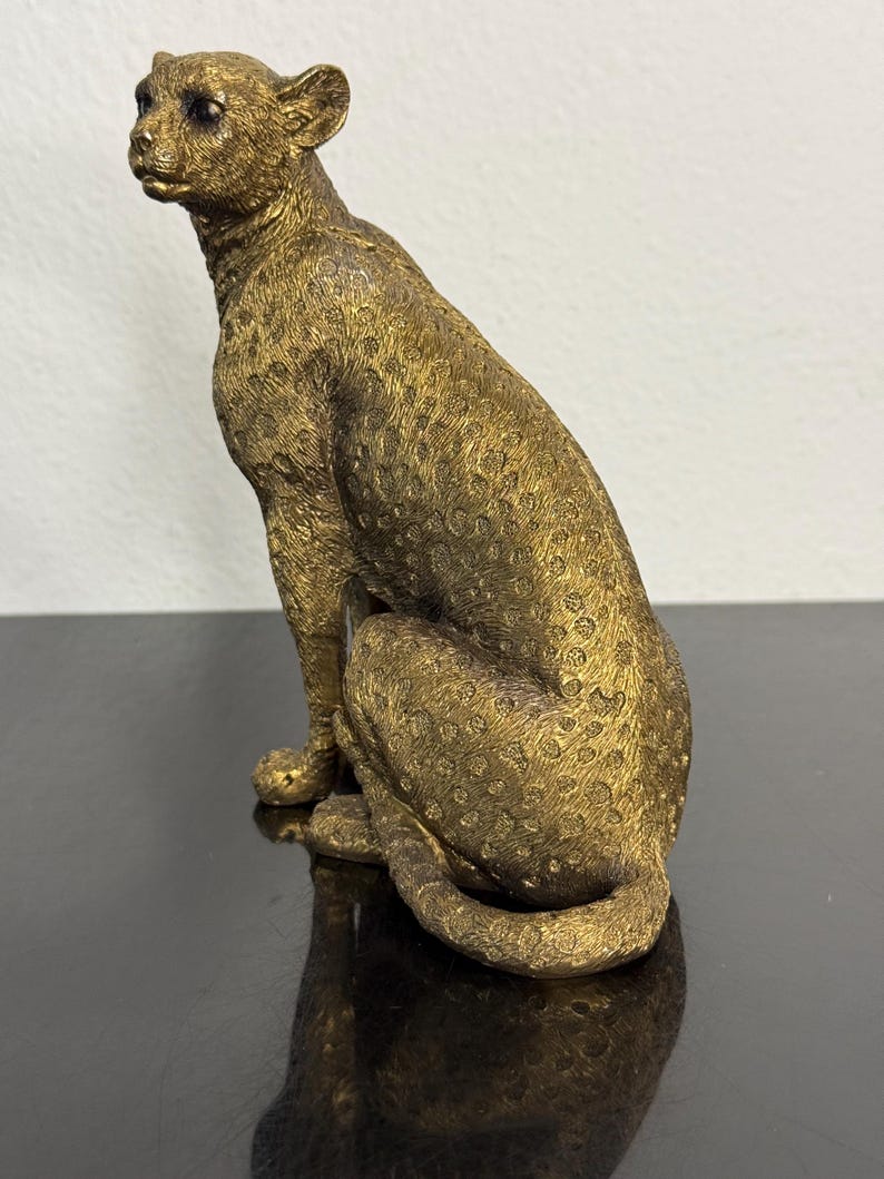 Retro Resin Cheetah Statue Figurine Panther Leopard Sculpture for Home ...