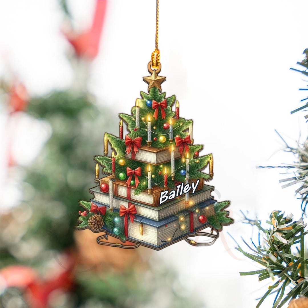 Book Christmas Tree Ornament Christmas Tree Name Tag Bock Christmas ...