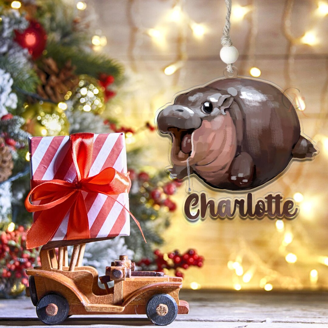 Hippo Moo Ornament, Cute Baby Hippo Deng Bouncy Pig in Thai ...