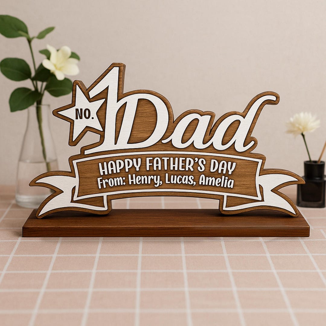 Personalized No. 1 Dad Wooden Sign, Father's Day Gifts 2025, Custom ...
