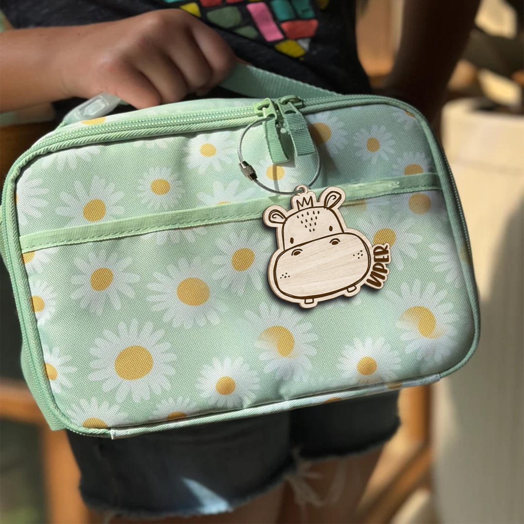 Hippo Tag, Personalized Name Hippopotamus Wooden Bag Tag, Pygmy Hippo ...