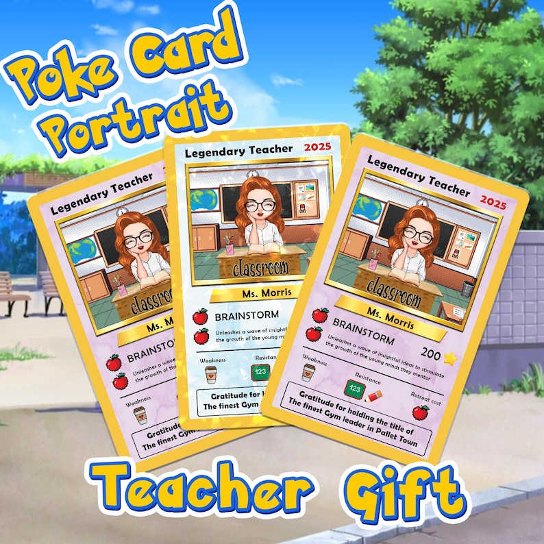 Personalized Poke Teacher Card, Custom Pokemon Teacher Card, Teacher ...