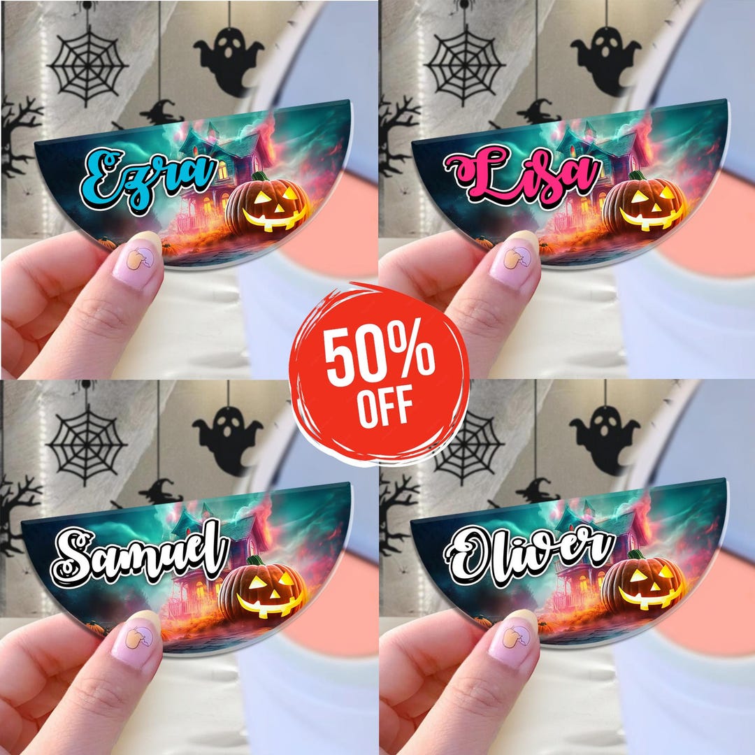 A 16 Oz , 24 Oz , 32 Oz , 40 Oz Name Plate, Halloween Style, Halloween ...