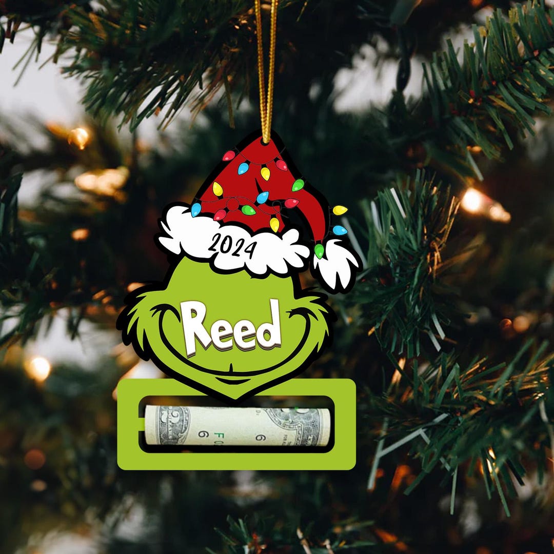 Personalized Grinch Money Holder Ornament, Custom Name With Grinch Face ...