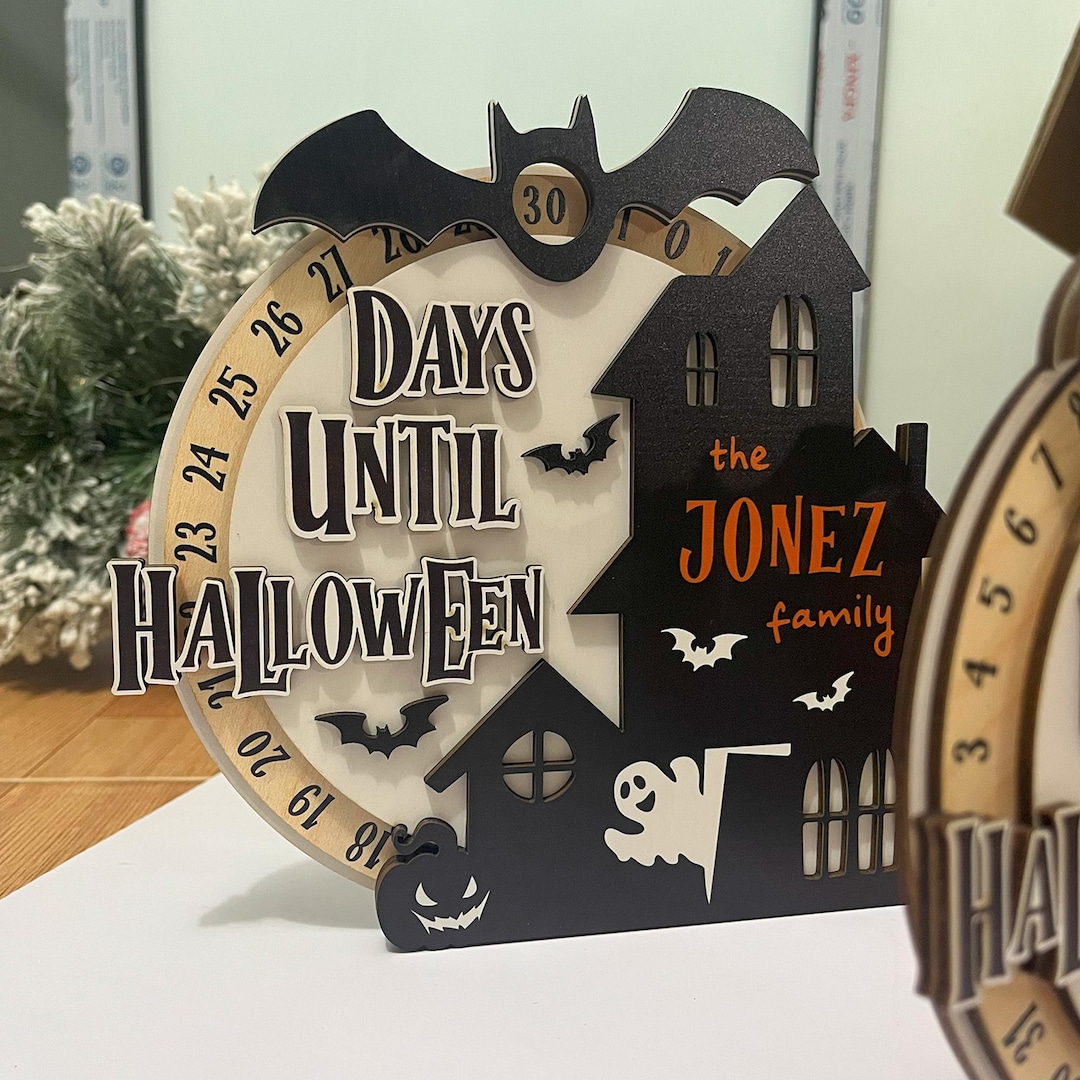 Personalized Halloween Countdown Sign: Haunted House Family Name Decor ...