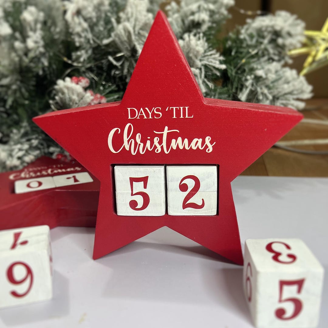 Star Christmas Countdown Calendar, Days 'till Christmas Sign, Days ...