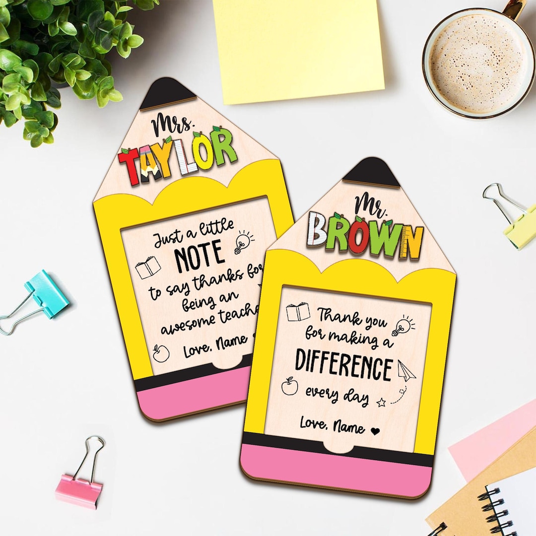 Personalized Pencil Sticky Note Holder , Composition Notebook Style ...