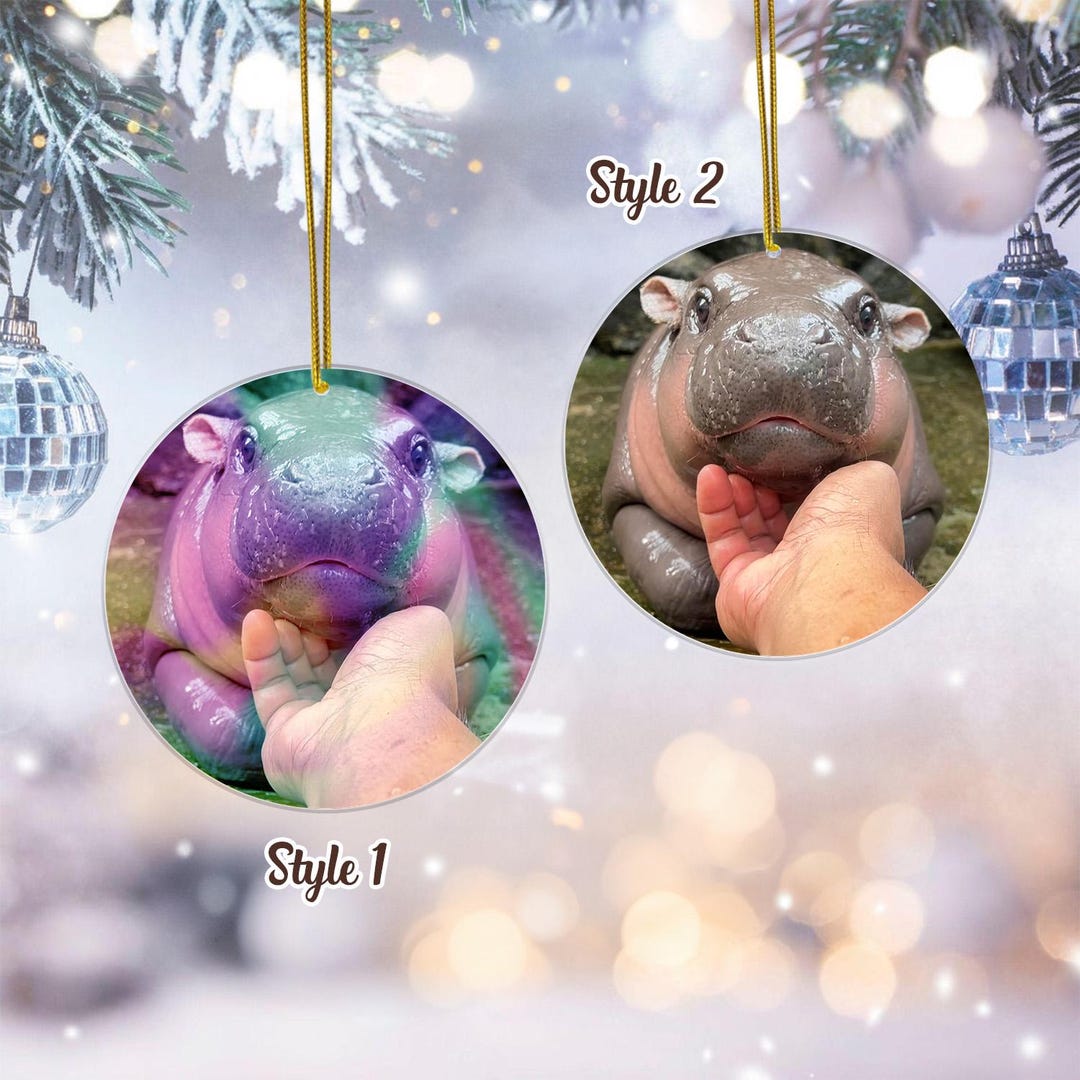 Happy Hippo Bouncy Pig, Hippo Lover, Pygmy Hippo Moo ... Ornament ...