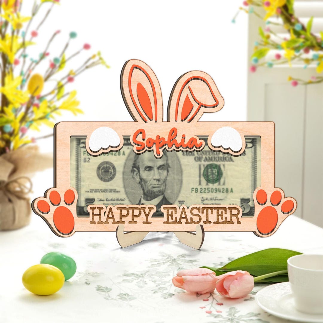 Personalized Easter Bunny Money Holder, Custom Easter Name Cash Holder ...