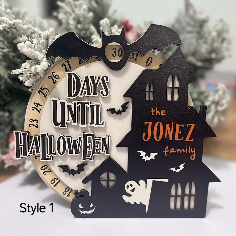Personalized Halloween Countdown Sign: Haunted House Family Name Decor ...