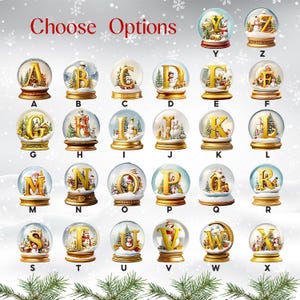 Christmas Alphabet Letters Snow Globe Graphic, Christmas Ornament ...