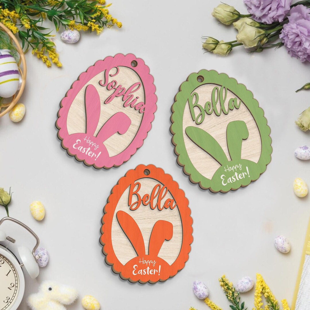 Custom Easter Bunny Name Tag, Easter Holiday, Easter Gift for Boys ...