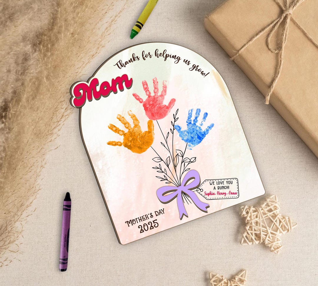 Personalized Flower Handprint Sign, Mother's Day Gift, Gifts for Mom ...