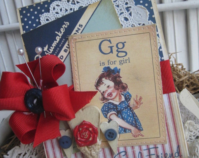 Cottage Cute Little Girl Flashcard G is for Girl GIRLFRIEND Handmade ...