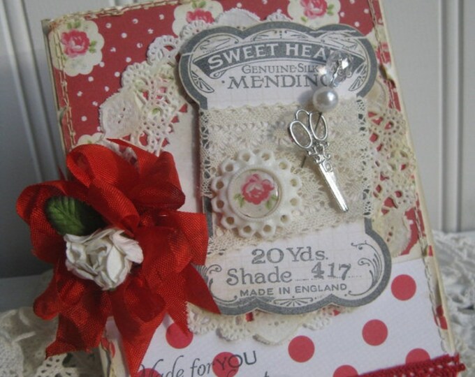 Cottage Sewing Card Embroidery Card Card for Mom Card for Sister Sewing ...
