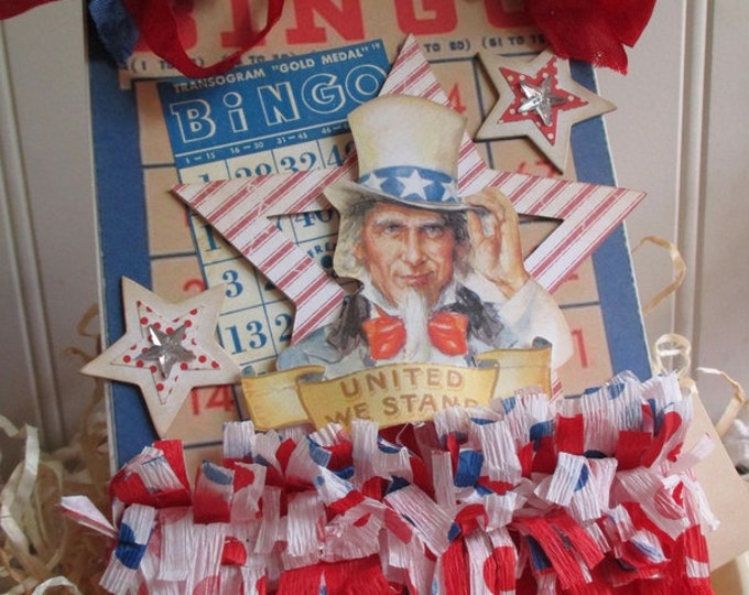 Uncle Sam Decor-vintage UNCLE SAM 4th of July Decoration-handmade Bingo ...