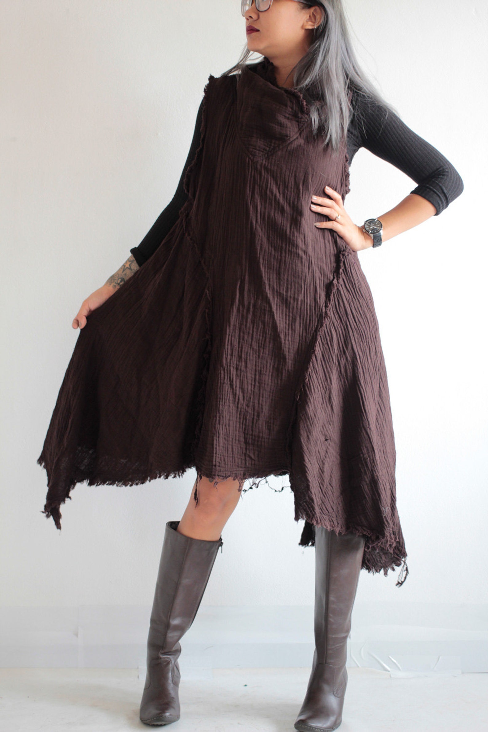 Mini Dress /vest ...two Layer Cotton S-M L-XL | Etsy